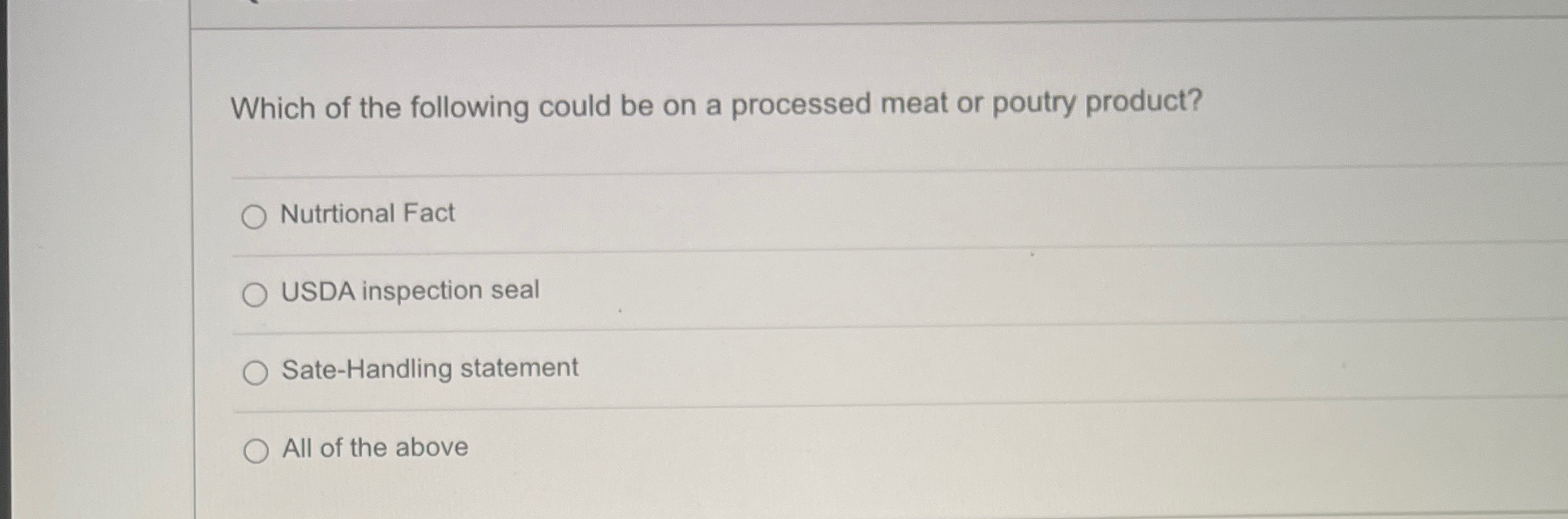 Solved Which of the following could be on a processed meat | Chegg.com