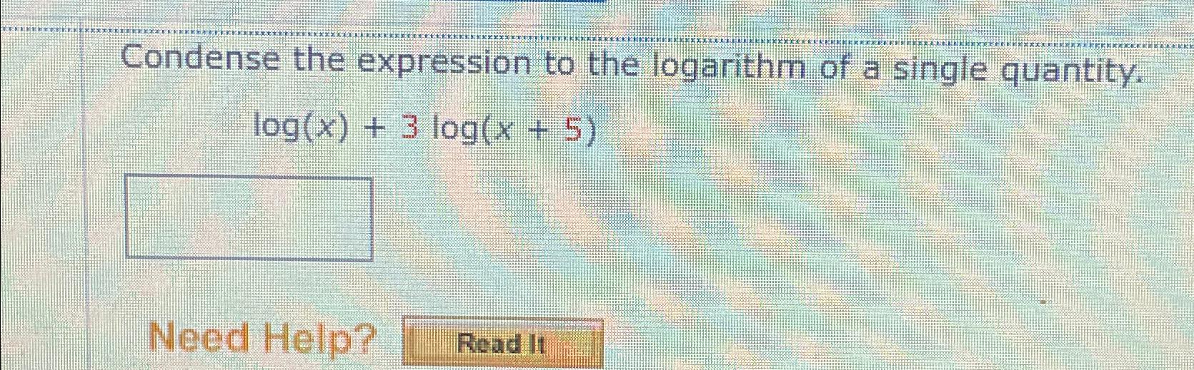 Solved Condense the expression to the logarithm of a single | Chegg.com