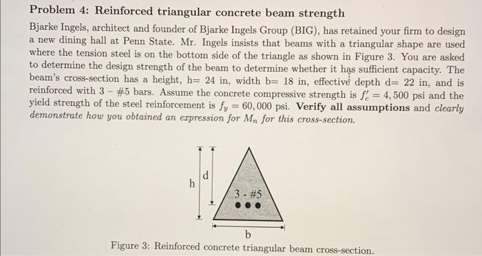 Solved Problem 4: Reinforced triangular concrete beam | Chegg.com