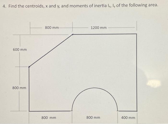 Solved 4. Find the centroids, x and y, and moments of | Chegg.com