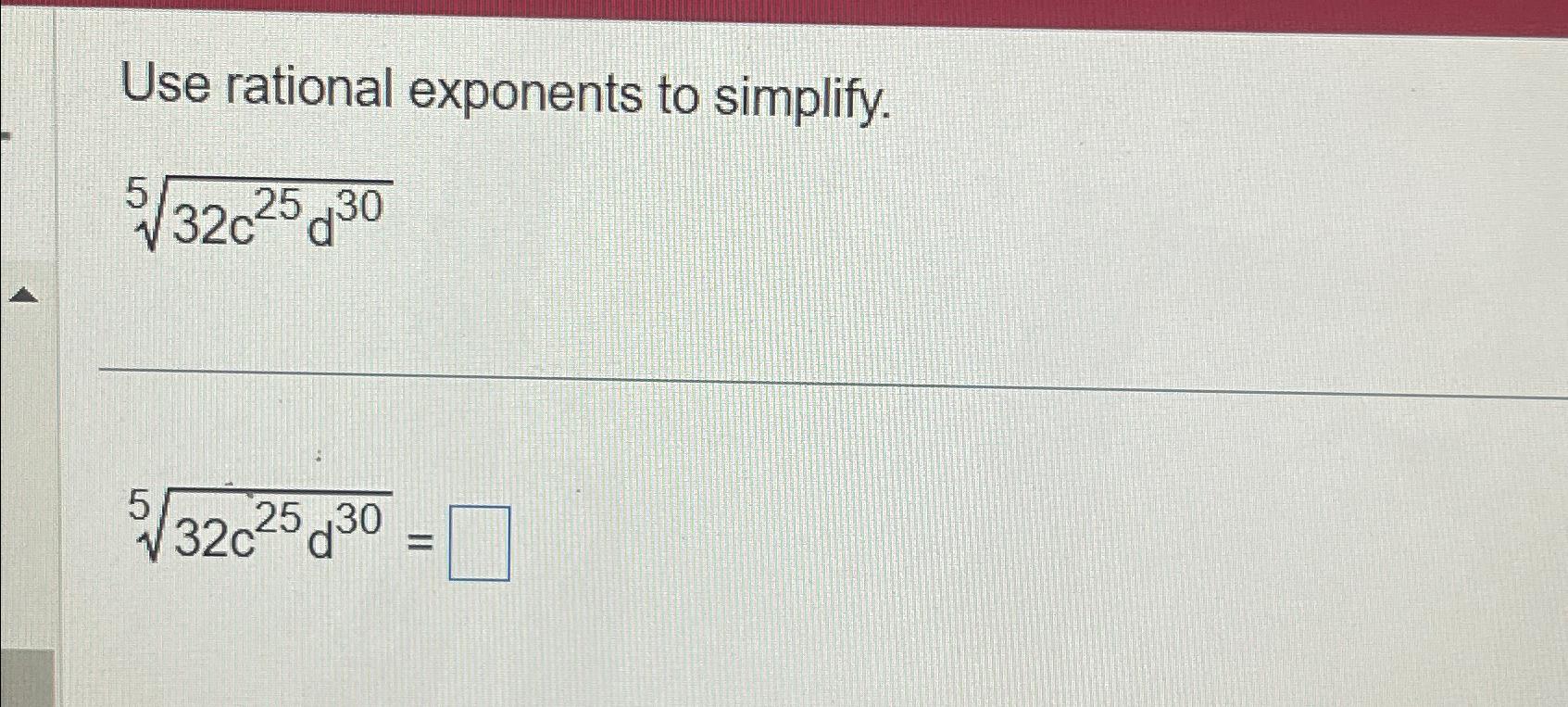Solved Use rational exponents to | Chegg.com