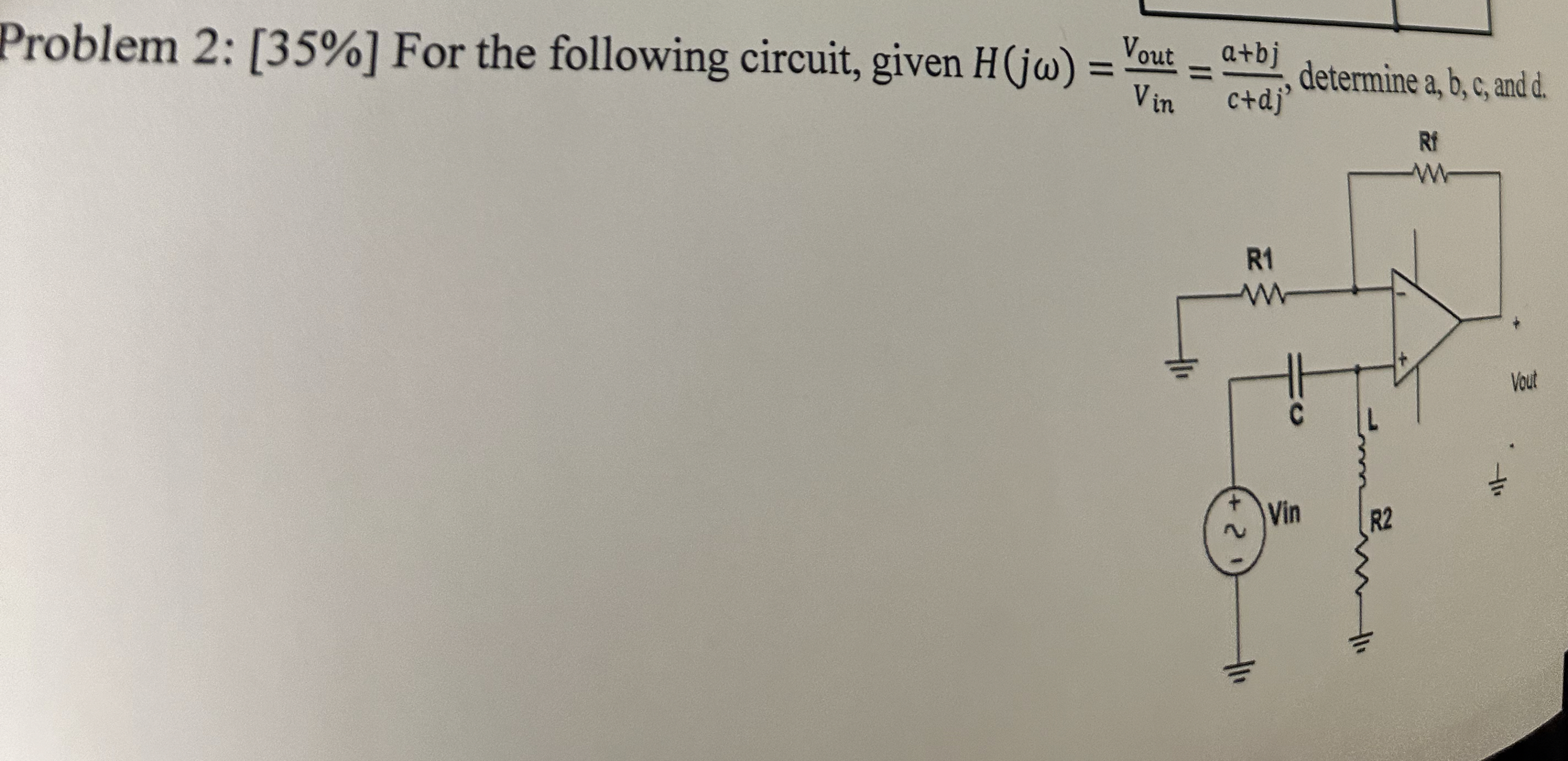 Solved Problem 2: [35%] ﻿For the following circuit, given | Chegg.com