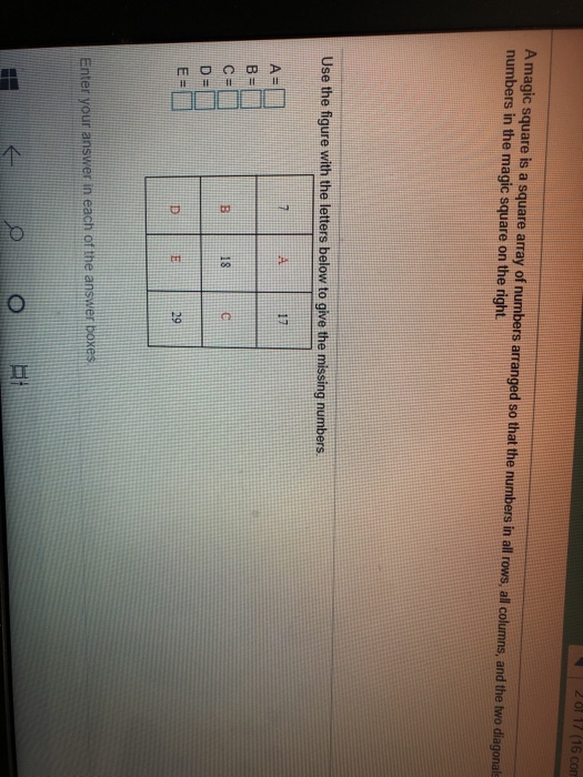 Solved 2011 (16 complete) A magic square is a square array | Chegg.com