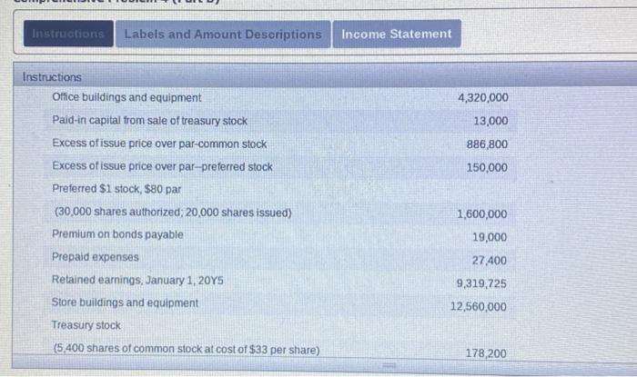 Solved Labels and Amount Descriptions Income StatementNote | Chegg.com