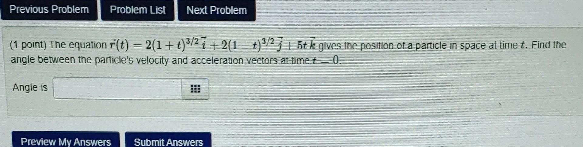 Solved (1 point) The equation r(t)=2(1+t)3/2i+2(1−t)3/2j+5tk | Chegg.com