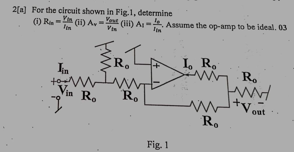 Solved 2[a] ﻿For the circuit shown in Fig.1, | Chegg.com