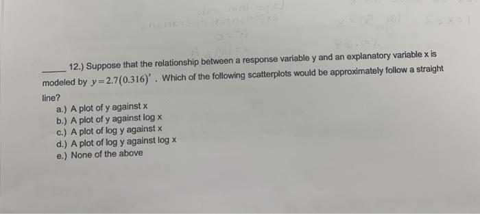 Solved 12.) Suppose that the relationship between a response | Chegg.com