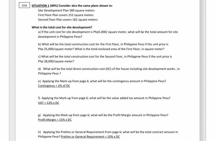 Solved Site Development Plan 580 square meters First Floor | Chegg.com