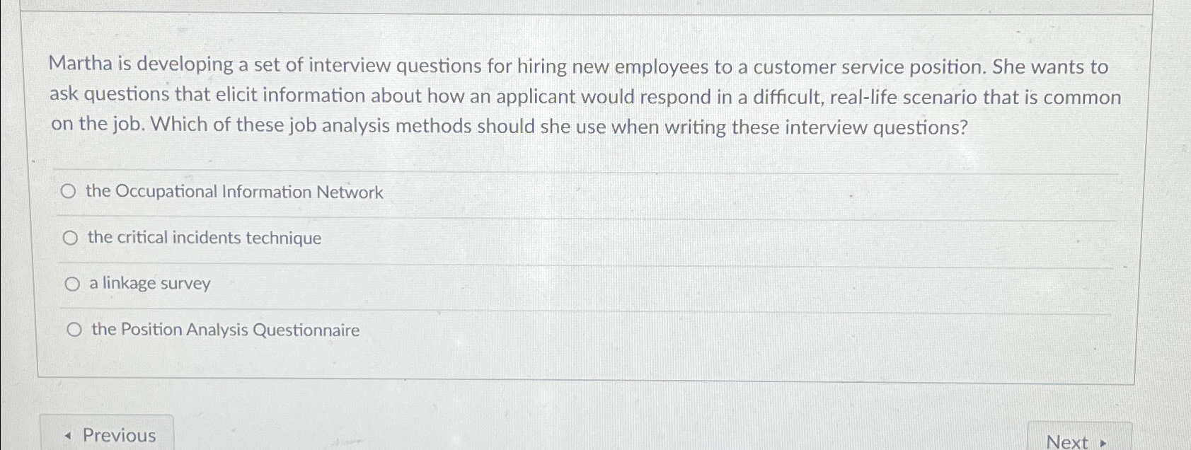 Solved Martha is developing a set of interview questions for | Chegg.com
