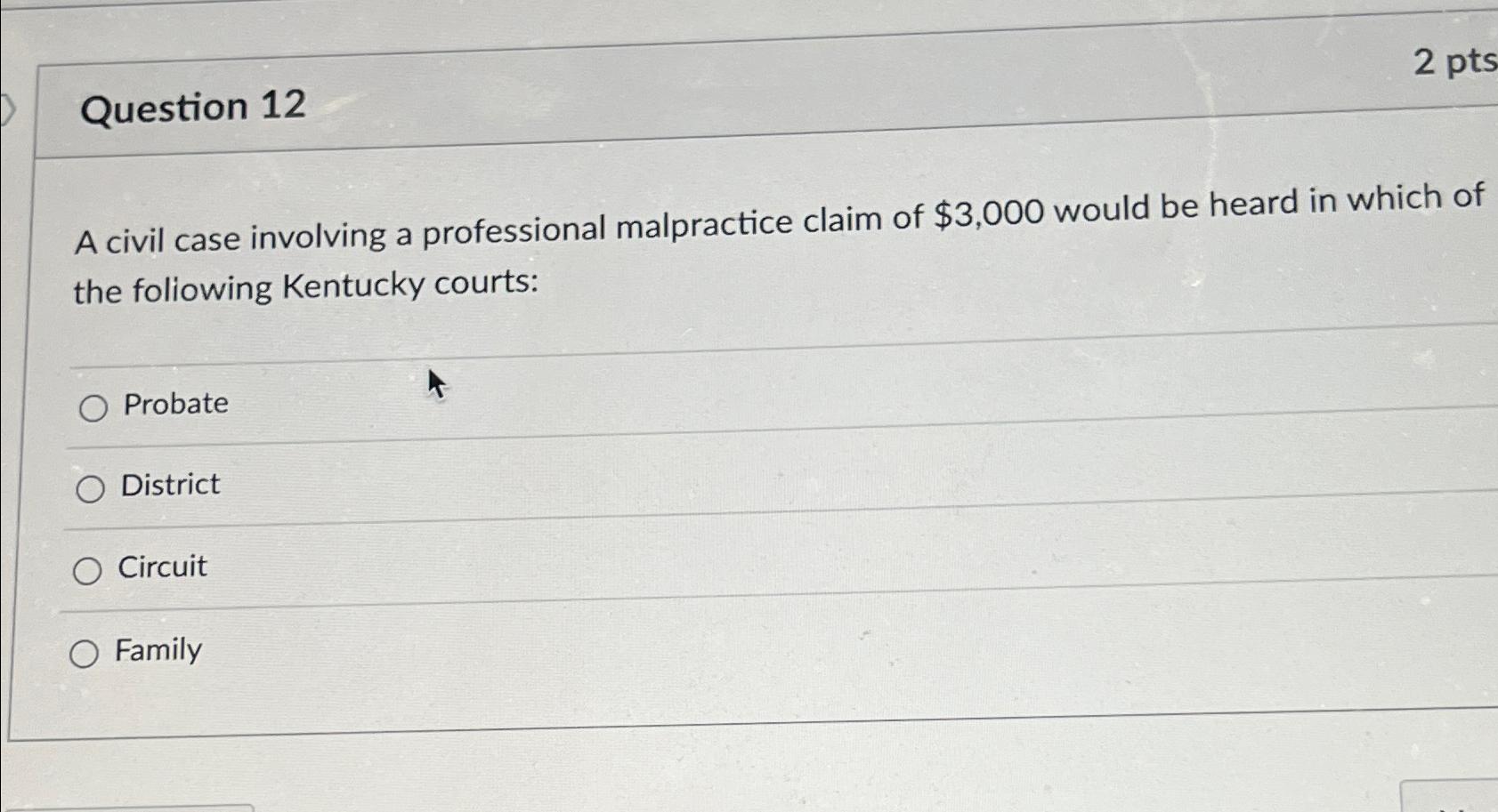 Solved Question 12A civil case involving a professional | Chegg.com