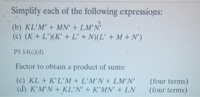 Solved Simplify each of the following expressions: (b) | Chegg.com