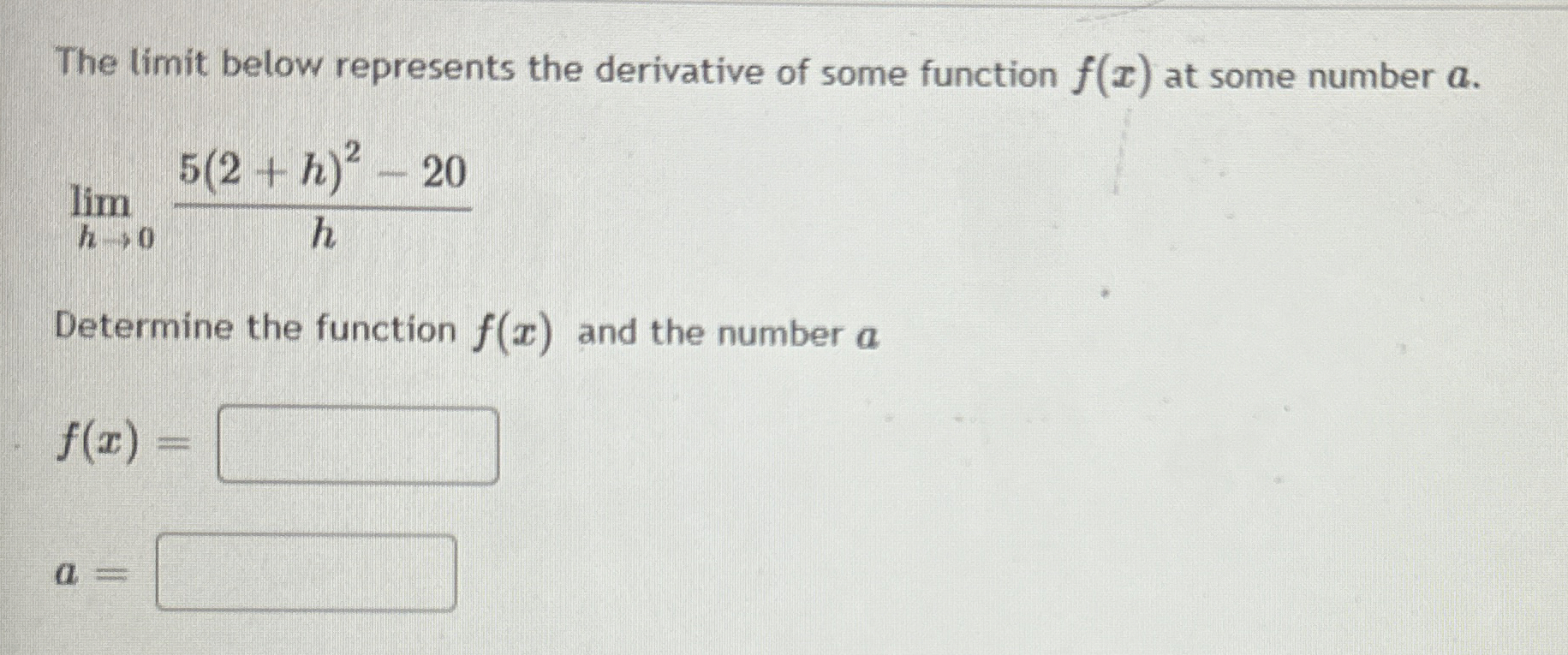 Solved The limit below represents the derivative of some | Chegg.com
