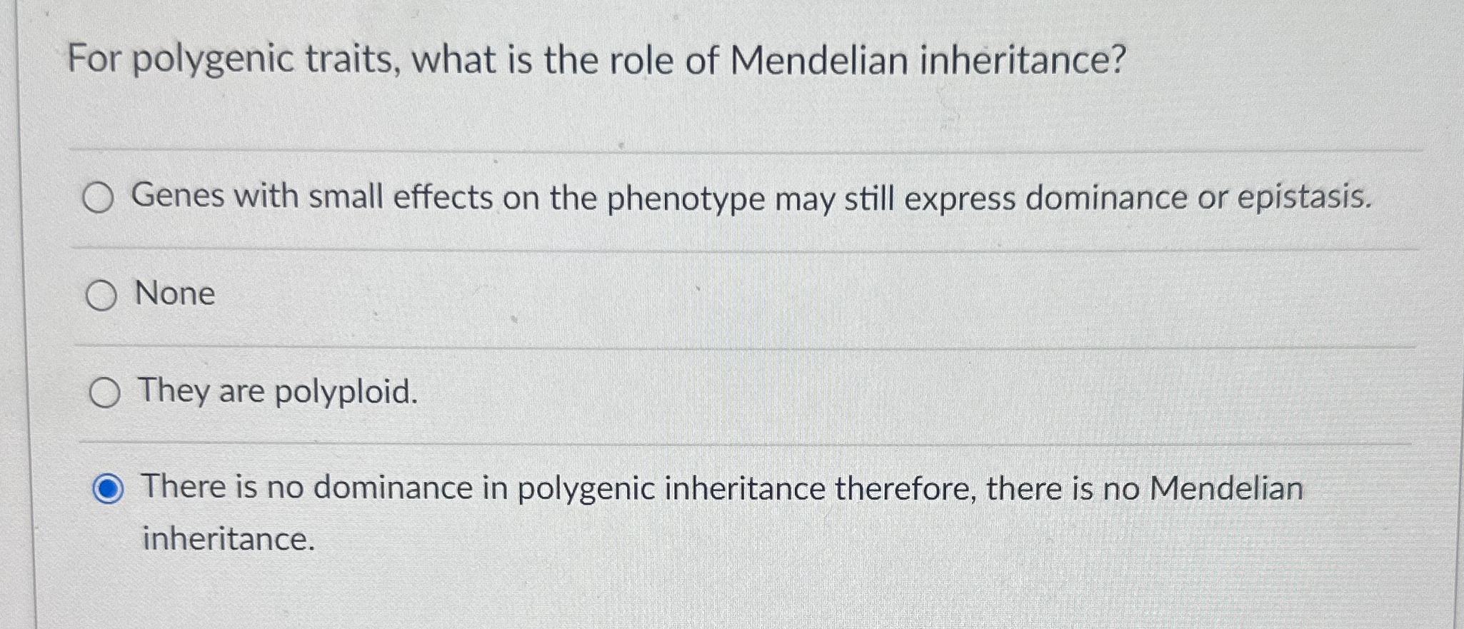 Solved For polygenic traits, what is the role of Mendelian | Chegg.com