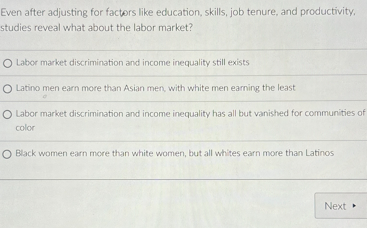 Solved Even after adjusting for facters like education, | Chegg.com