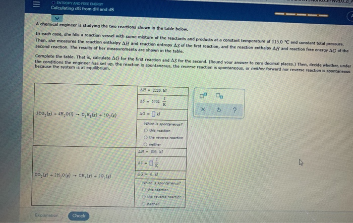 Solved = O ENTROPY AND FREE ENERGY Calculating dg from dH | Chegg.com