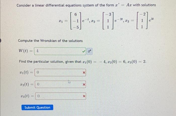 Solved Consider a linear differential equations system of | Chegg.com