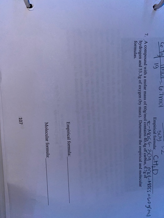 Solved Experiment 10: Empirical Formulas Prelab: Name: 1. | Chegg.com