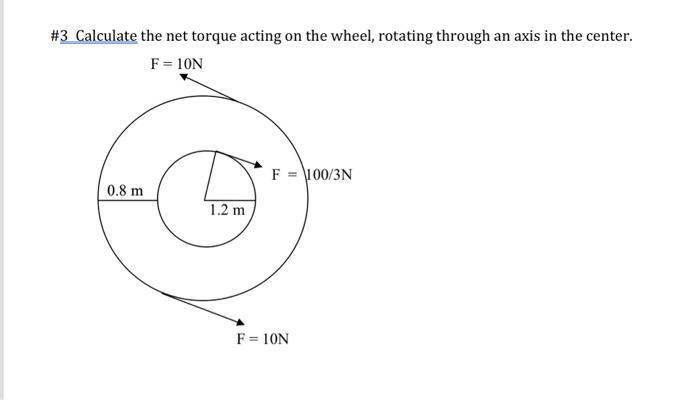 Solved #3 Calculate the net torque acting on the wheel, | Chegg.com