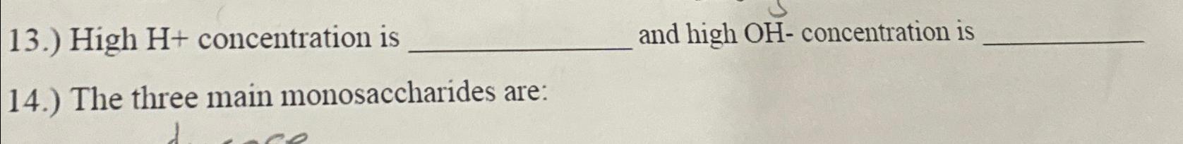 Solved High H+ ﻿concentration is and high OH - | Chegg.com
