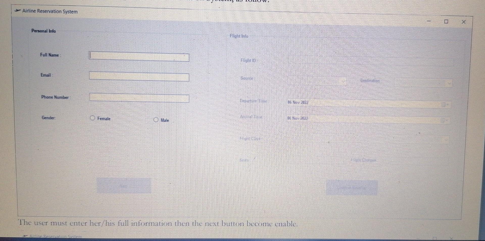 Solved Airline Reservation System Personal Info Finhtitefor | Chegg.com