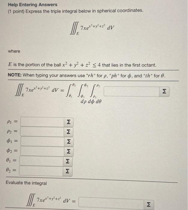 Solved Help Entering Answers (1 point) Express the triple | Chegg.com