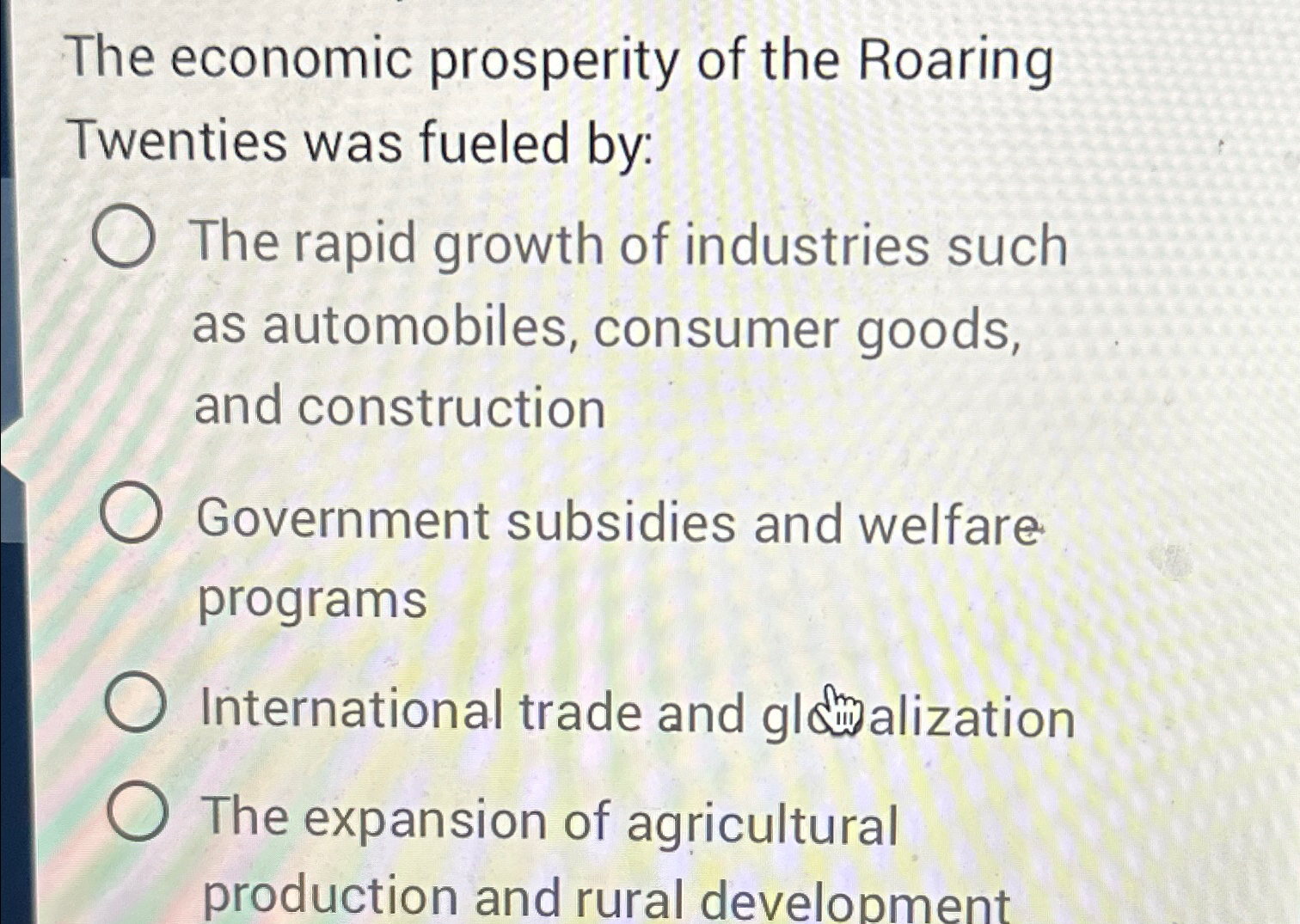 Solved The economic prosperity of the Roaring Twenties was | Chegg.com