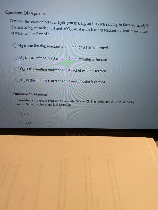 Solved Question 14 (4 points) Consider the reaction between | Chegg.com