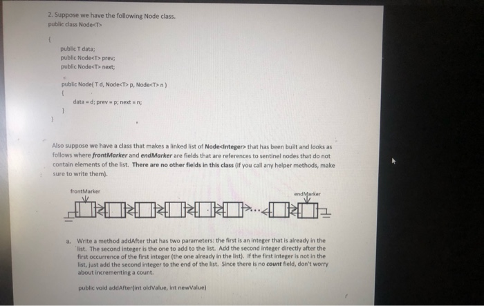 Solved 2. Suppose we have the following Node class. public | Chegg.com