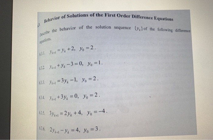 Solved Solutions of the First Order Difference Equations | Chegg.com