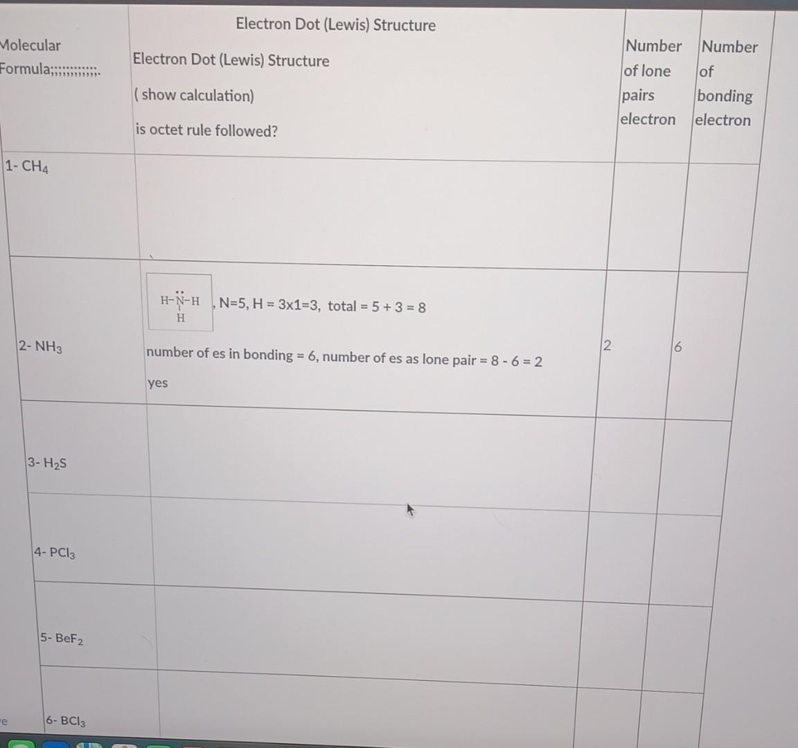 Solved Electron Dot (Lewis) Structure\begin{tabular}{|l} 6- | Chegg.com