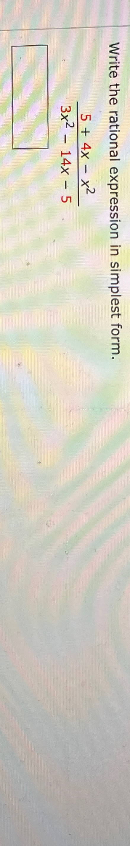 Solved Write the rational expression in simplest | Chegg.com