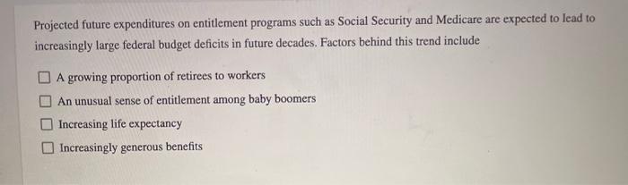 Solved Projected future expenditures on entitlement programs | Chegg.com