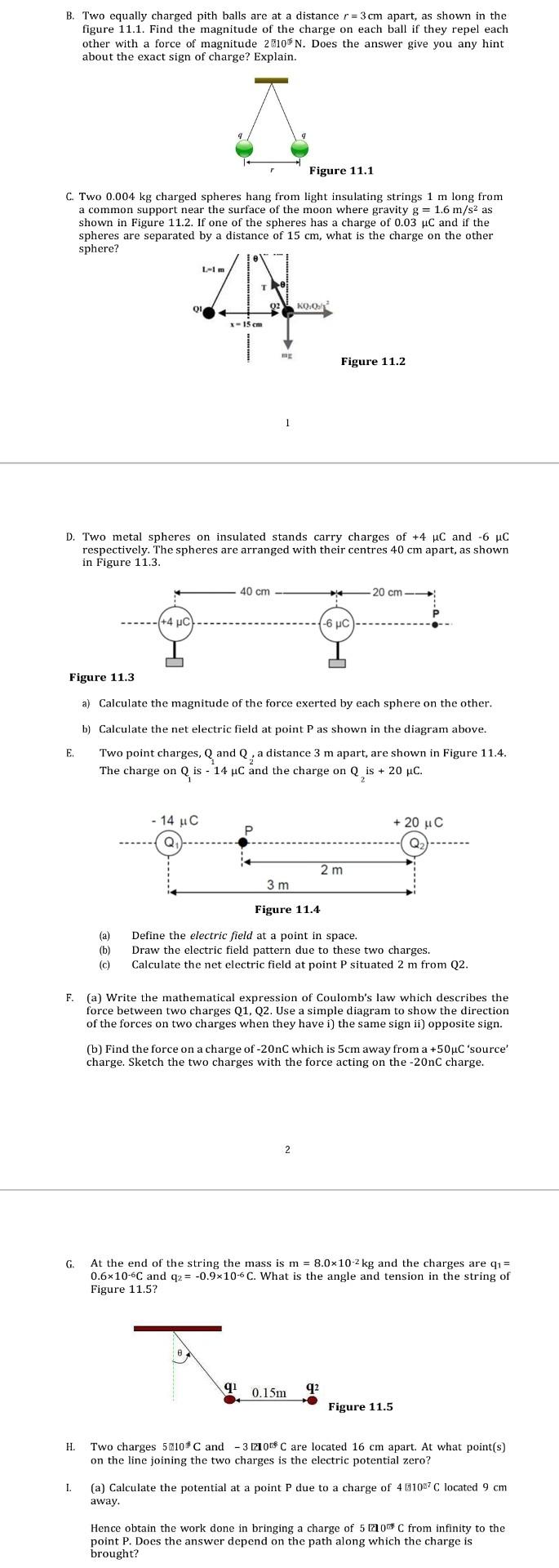 Solved B. Two equally charged pith balls are at a distance r | Chegg.com