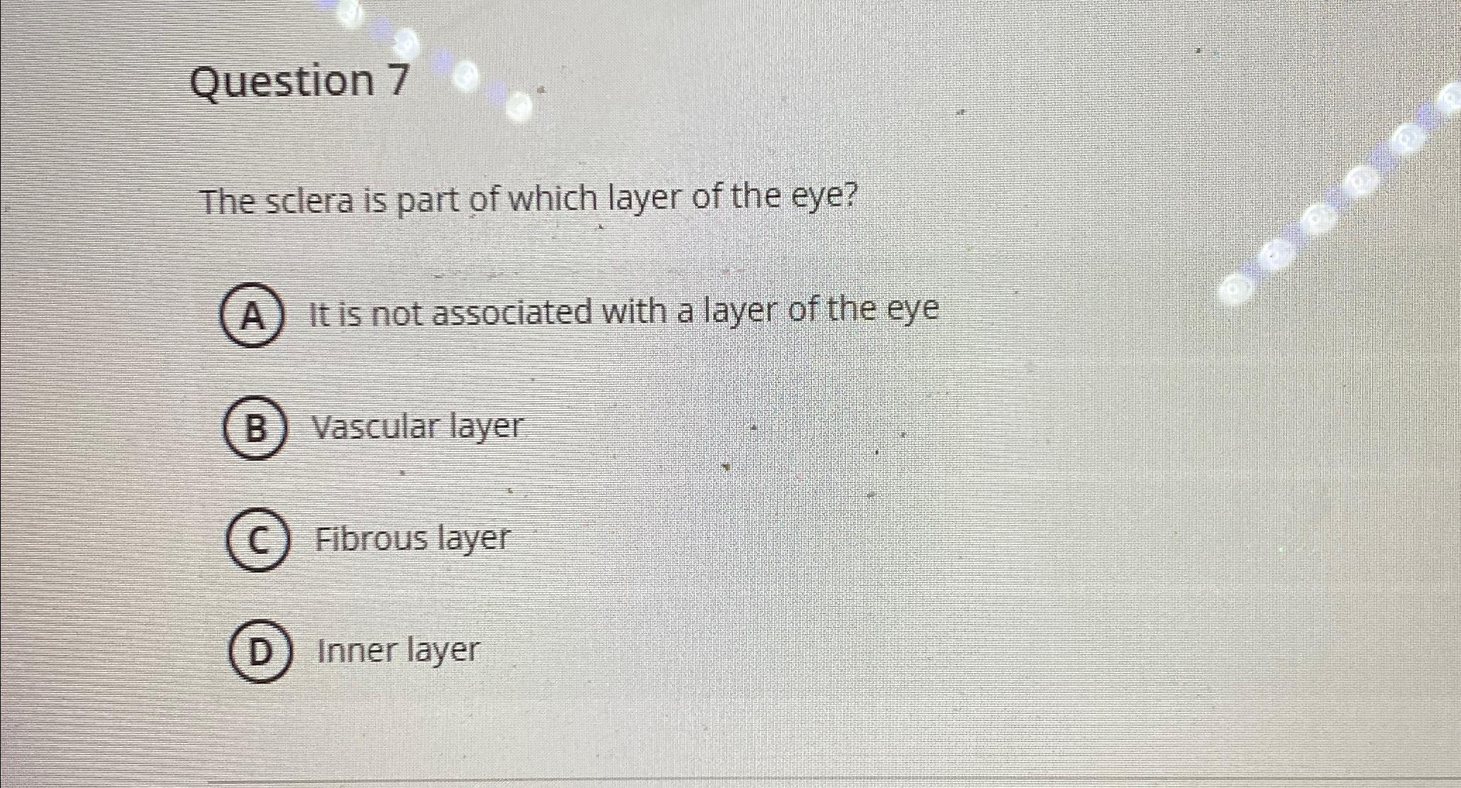Solved Question 7The sclera is part of which layer of the | Chegg.com