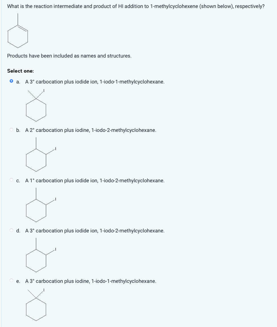 Solved What is the reaction intermediate and product of HI | Chegg.com
