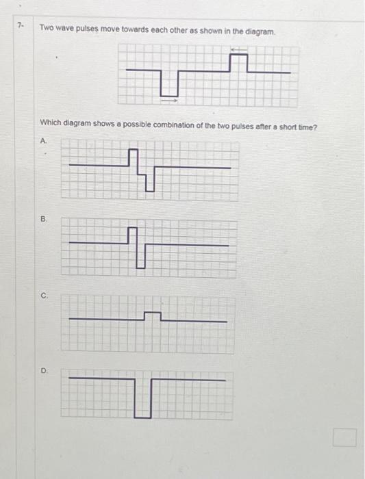 Solved 7- Two wave pulses move towards each other as shown | Chegg.com