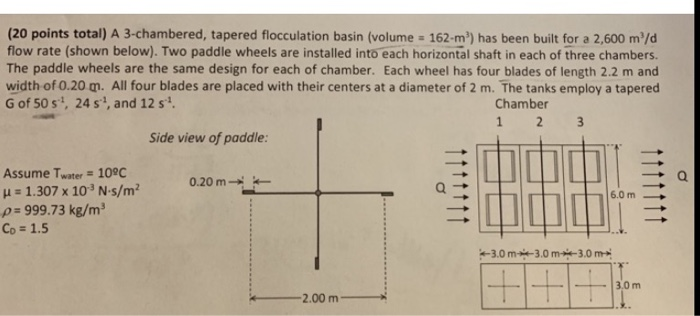 (20 points total) A 3-chambered, tapered flocculation | Chegg.com