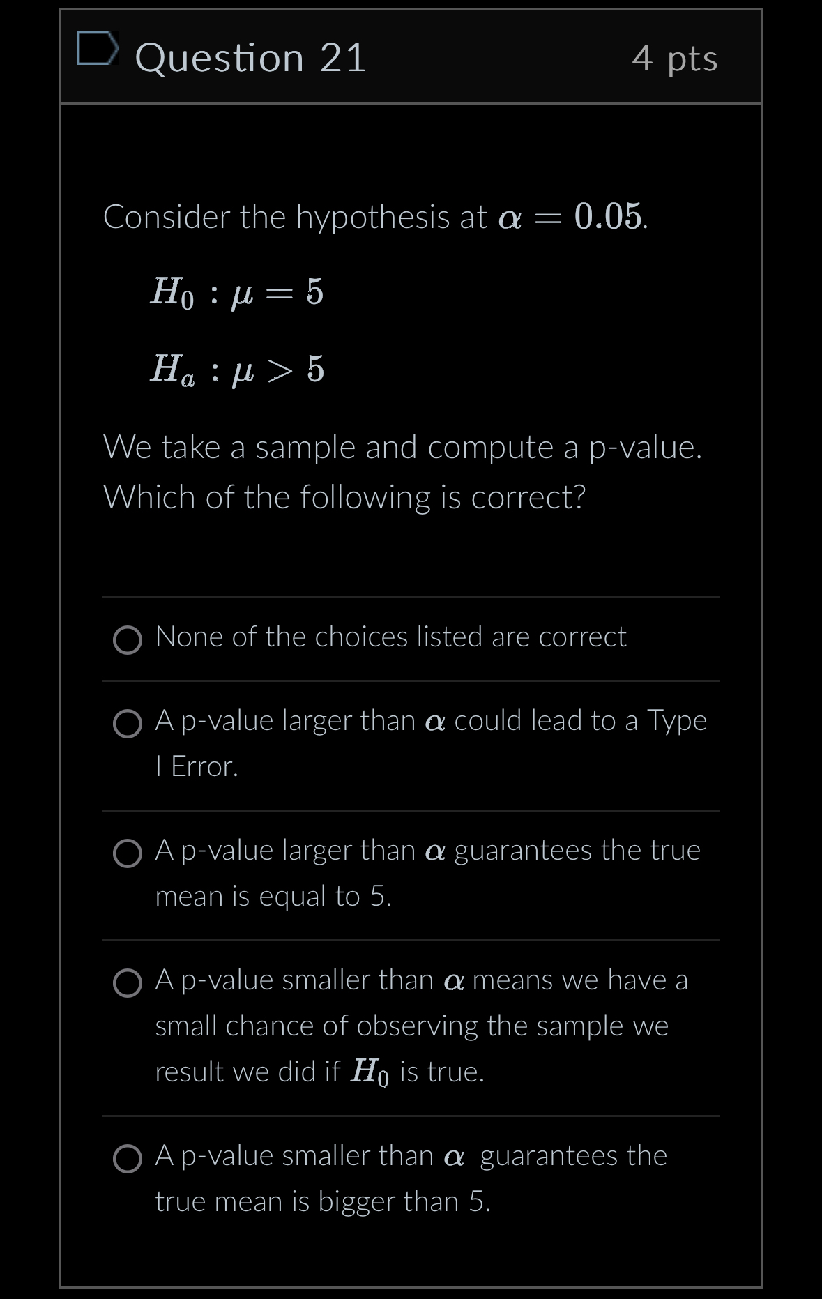 Solved Question 214 ﻿ptsConsider the hypothesis at | Chegg.com