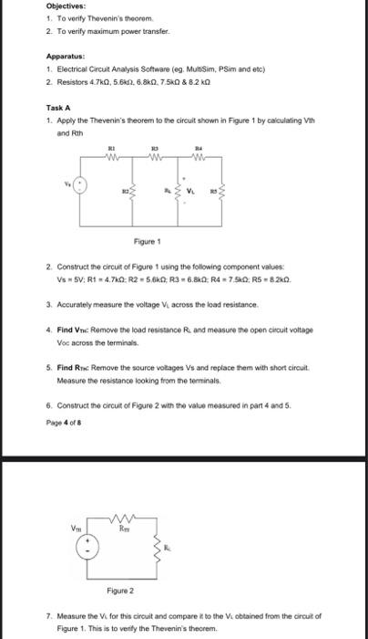 Solved Objectives: 1. To verify Thevenin's theorem 2. To | Chegg.com Solved Objectives: 1. To verify Thevenin's theorem 2. To | Chegg.com