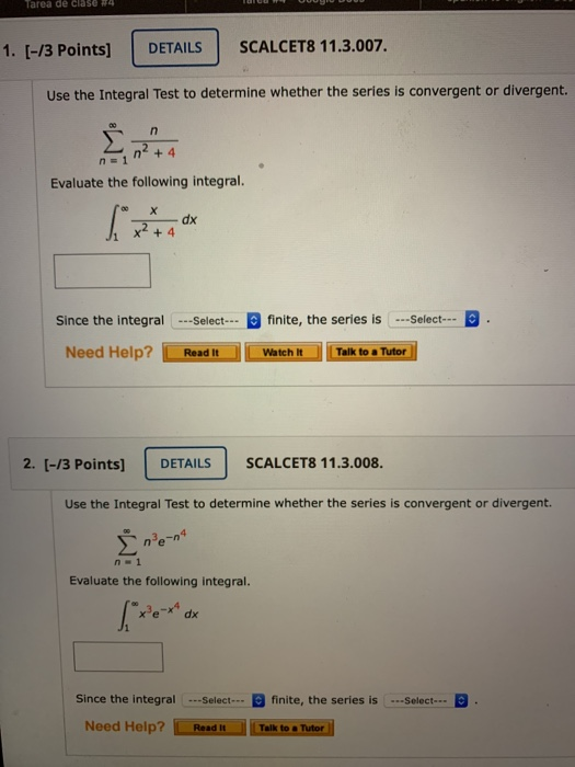 Solved Tarea de clasa 4 1. [-/3 Points) DETAILS SCALCET8 | Chegg.com