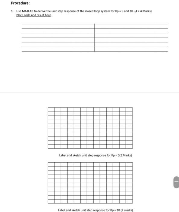 Solved 1. Use MATLAB to derive the unit step response of the | Chegg.com