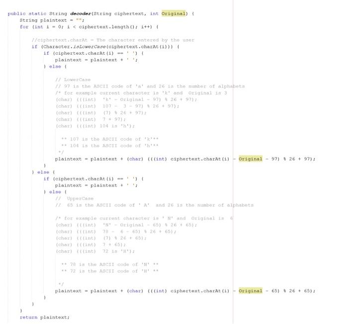Solved . public static String encoder (String plaintext, int | Chegg.com