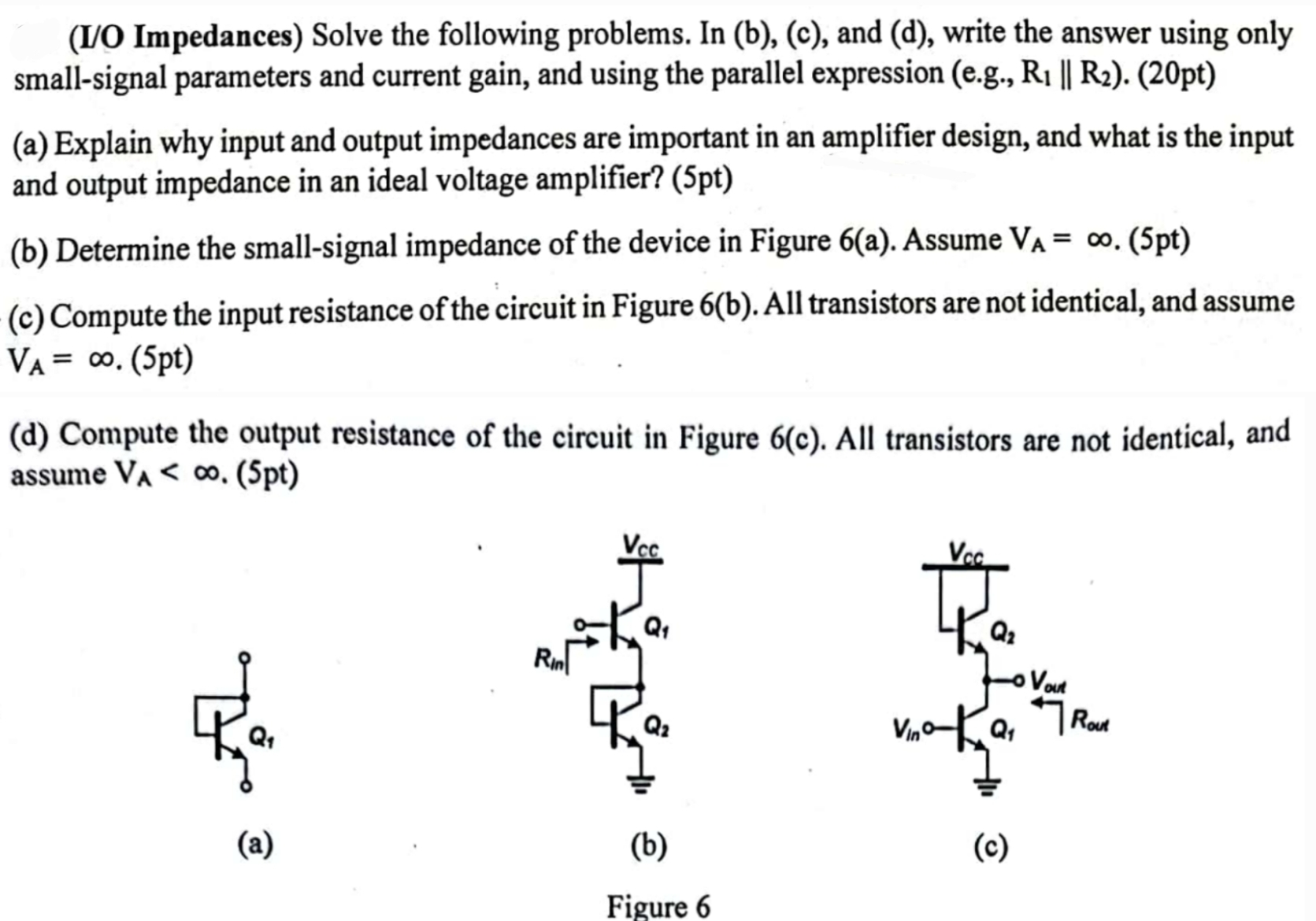 Solved VA=∞. (5pt)(d) ﻿Compute the output resistance of the | Chegg.com