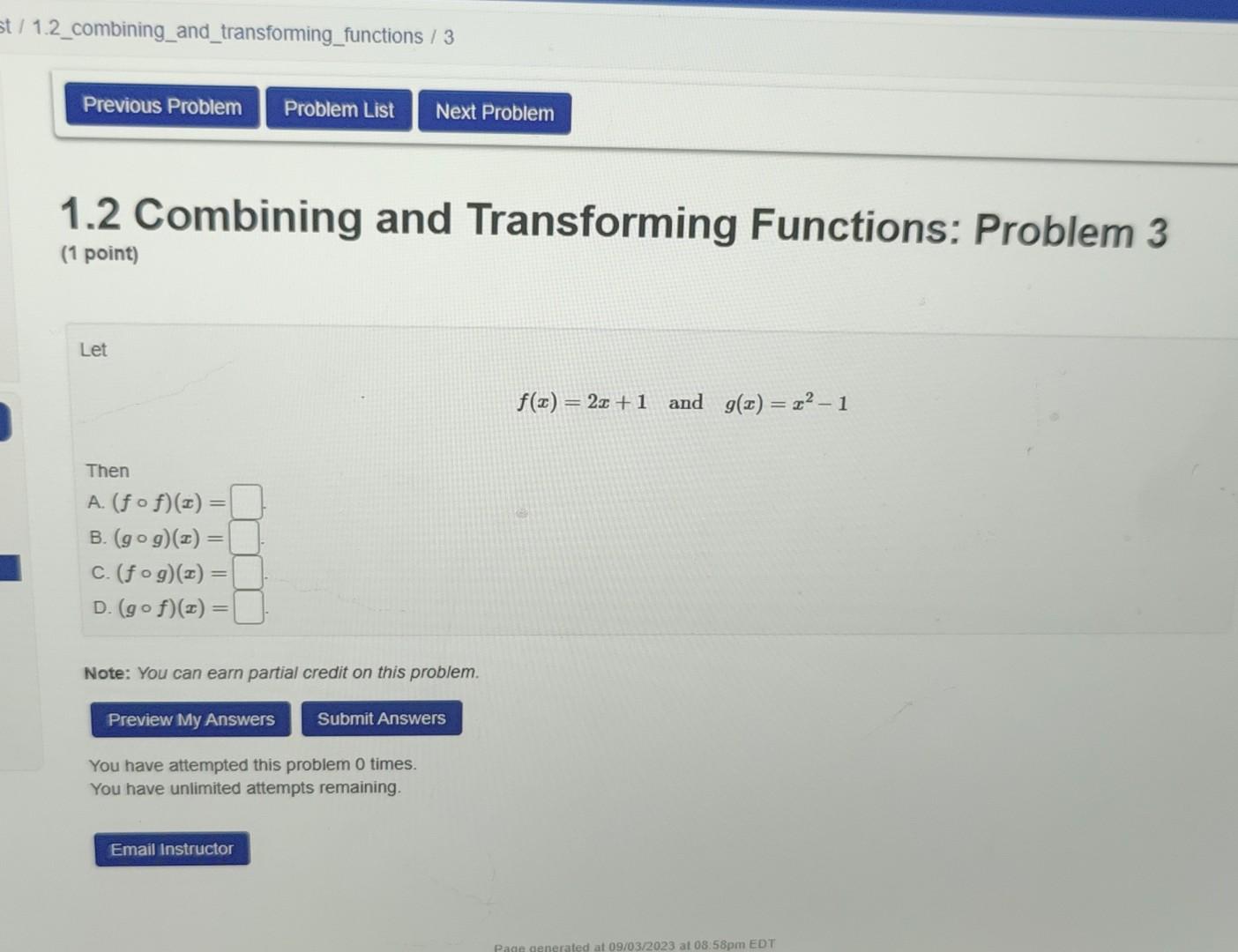 Solved / 1.2_combining_and_transforming_functions / 3 1.2 | Chegg.com