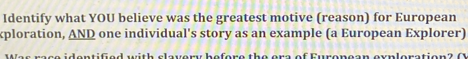 Solved Identify what YOU believe was the greatest motive | Chegg.com