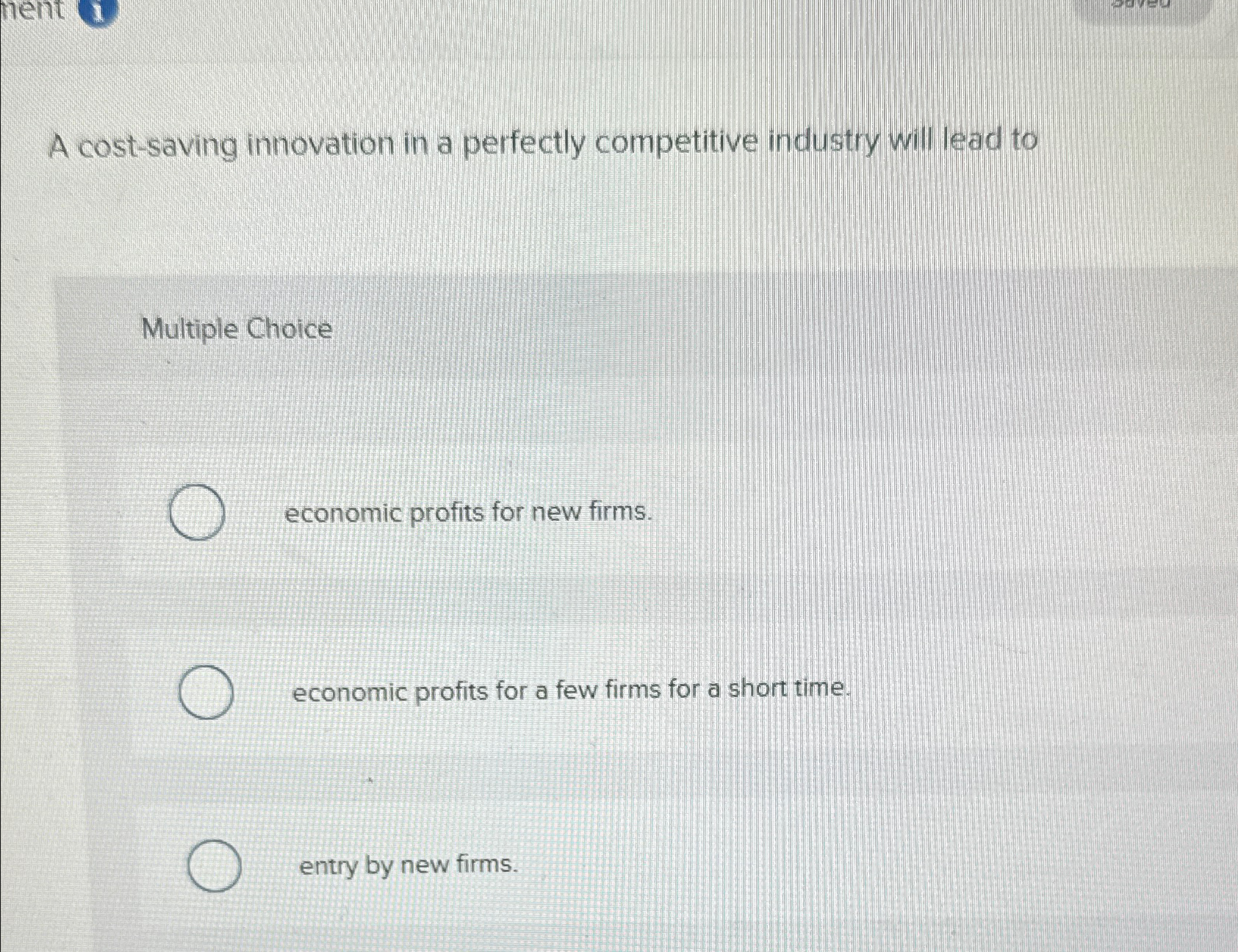 Solved A cost-saving innovation in a perfectly competitive | Chegg.com