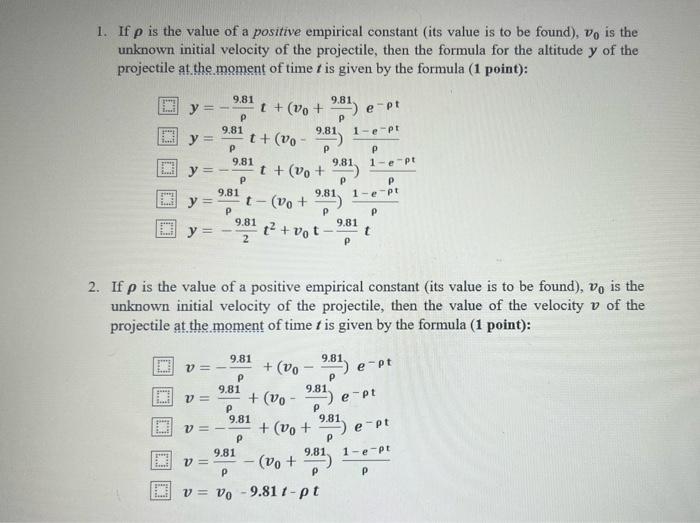 Solved 1. If p is the value of a positive empirical constant | Chegg.com