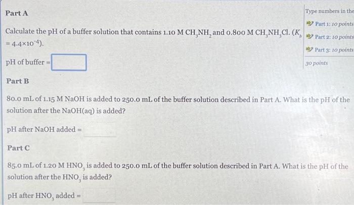 Solved Part A Calculate the pH of a buffer solution that | Chegg.com