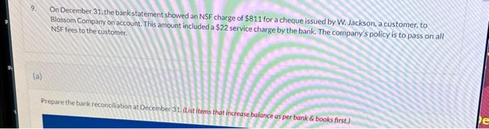 Solved On December 31,2024, Blossom Company had a cash | Chegg.com