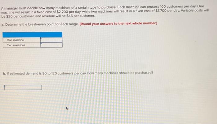 Solved A manager must decide how many machines of a certain | Chegg.com